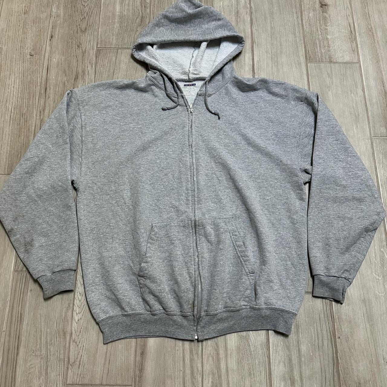 Jerzees blank grey zip up hoodie Blank essential... - Depop