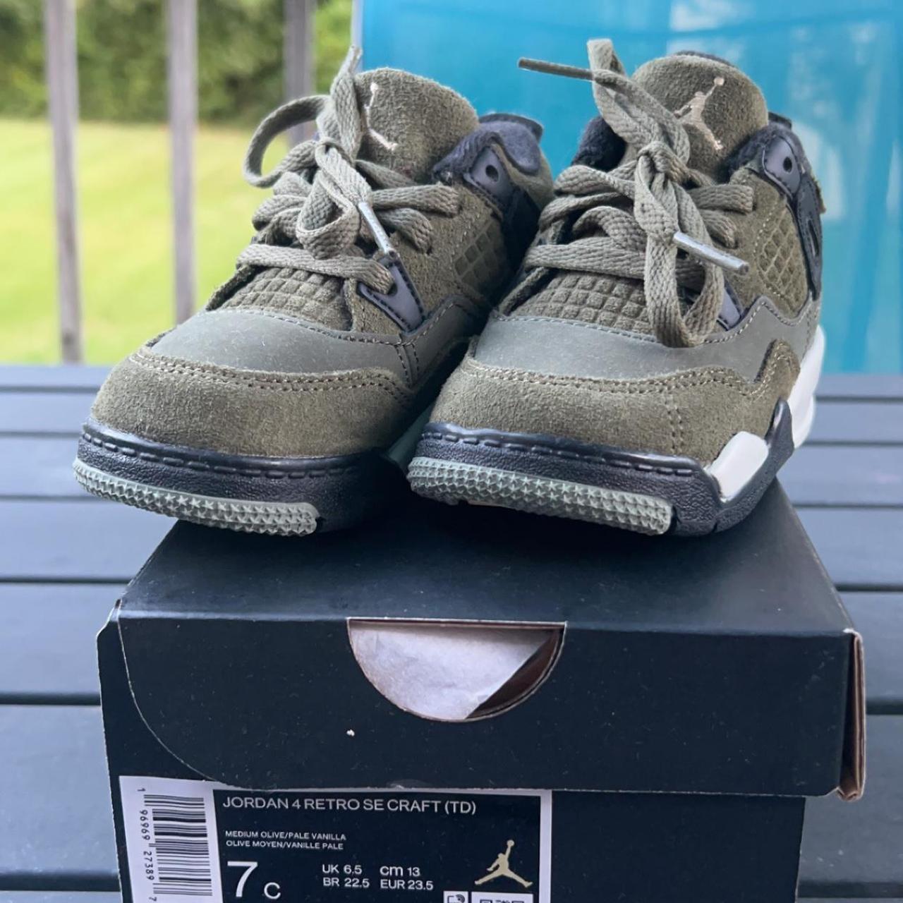 Brand new in box Toddler Size 7 Army Green Jordan 4... - Depop