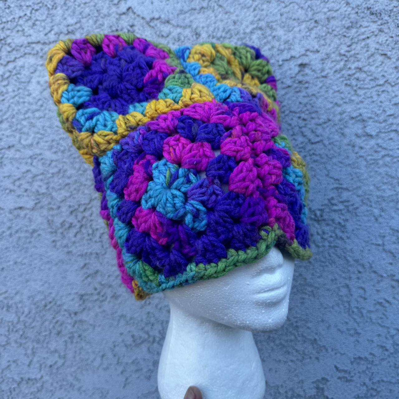 GRANNY SQUARE CAT HAT 1of1 #crochet #beanies #y2k... | Depop