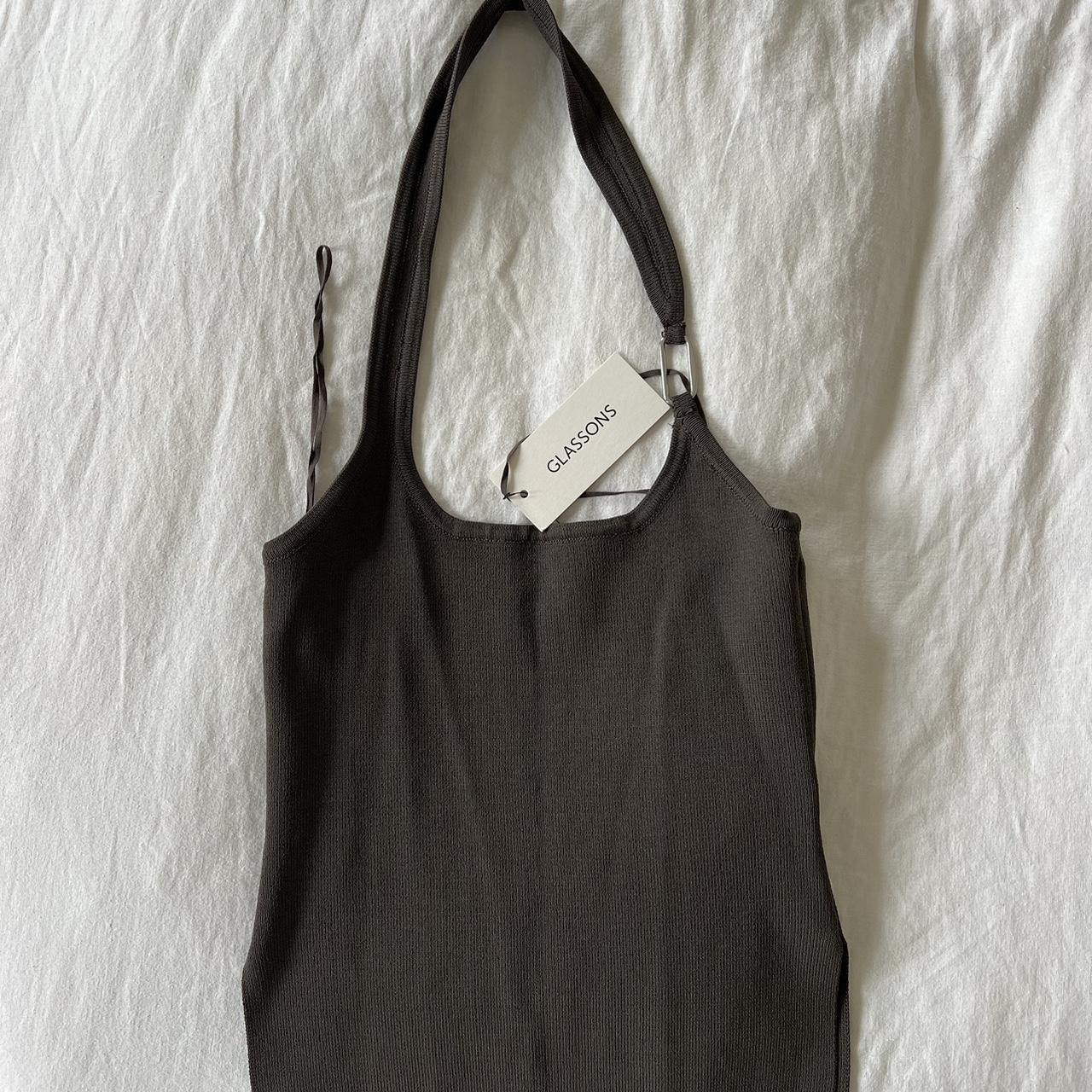 Glassons black halter neck knitted top with metal... - Depop