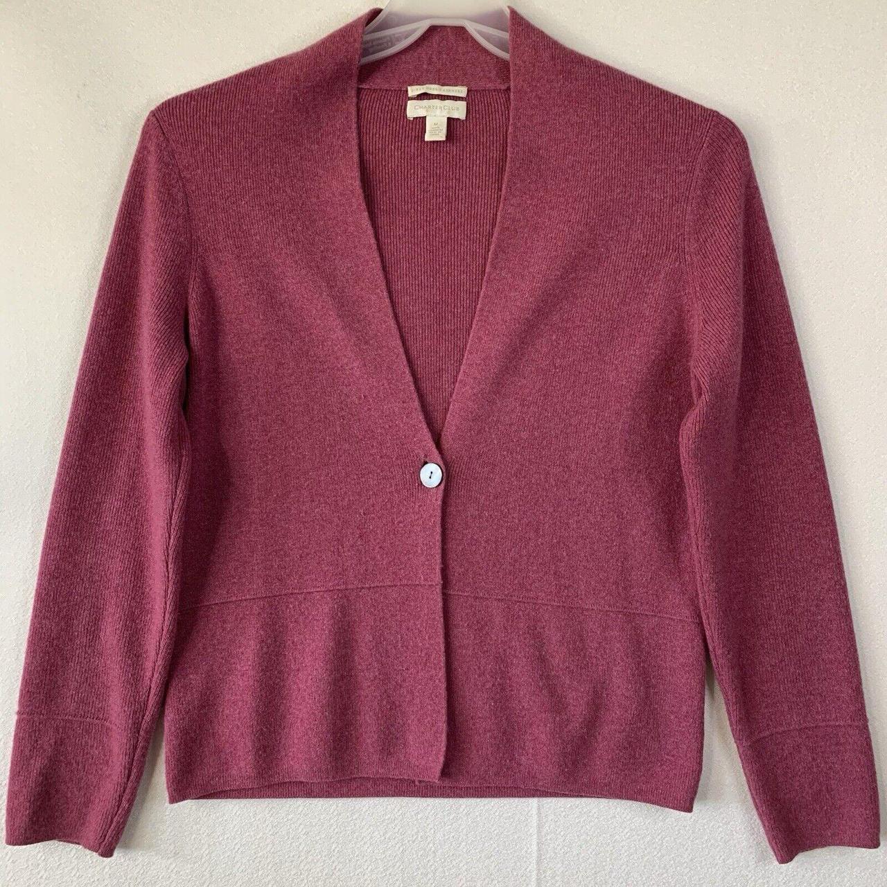 Charter Club Cardigan Women M Pink 2 Ply 100%... - Depop