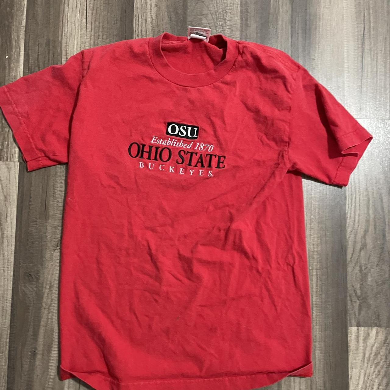 Red vintage Ohio State Buckeyes T-shirt - Depop
