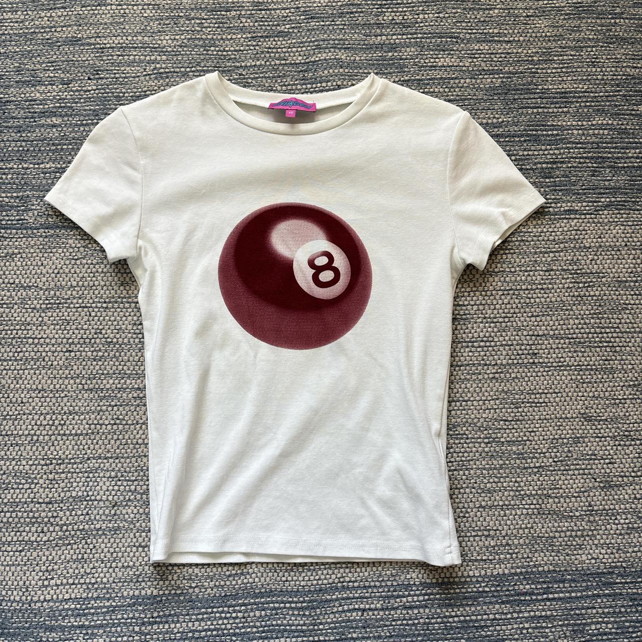 edikted red 8 ball baby tee size: xs DM for... | Depop