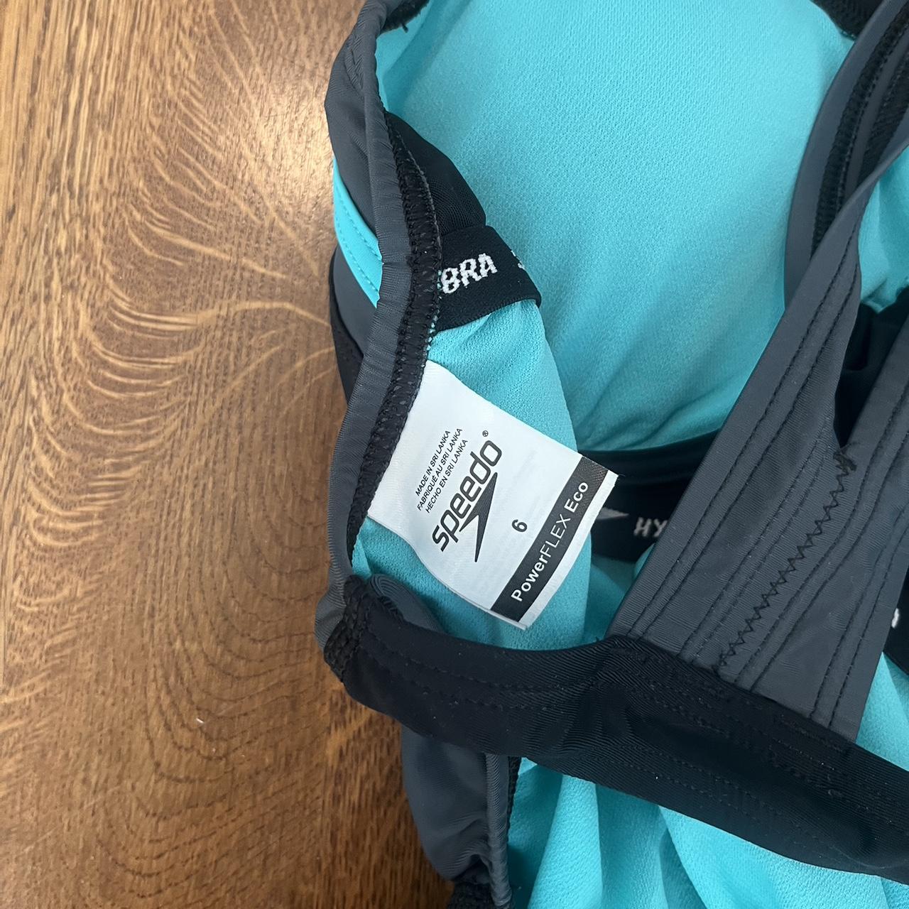 Black, grey and light blue Speedo one piece... - Depop