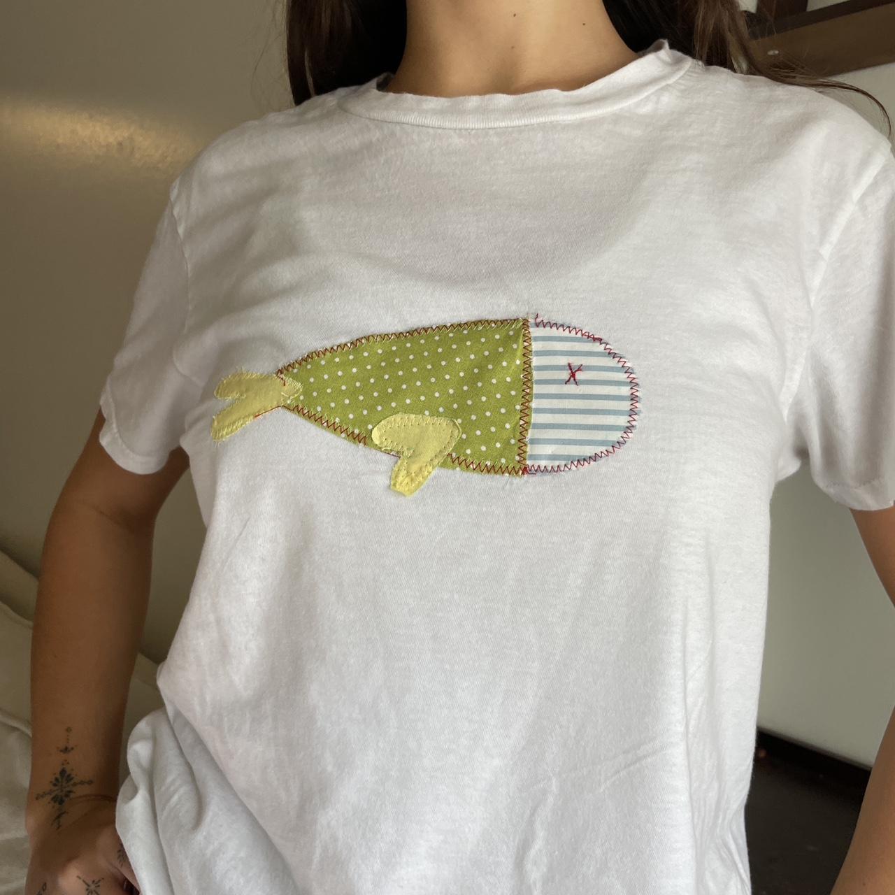 handmade patchwork fish tee 🐟 made from upcycled... | Depop