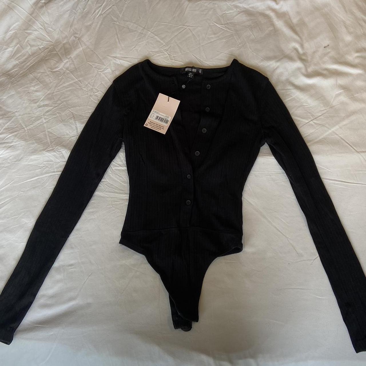 Sexy black ribbed button up body suit, super... - Depop