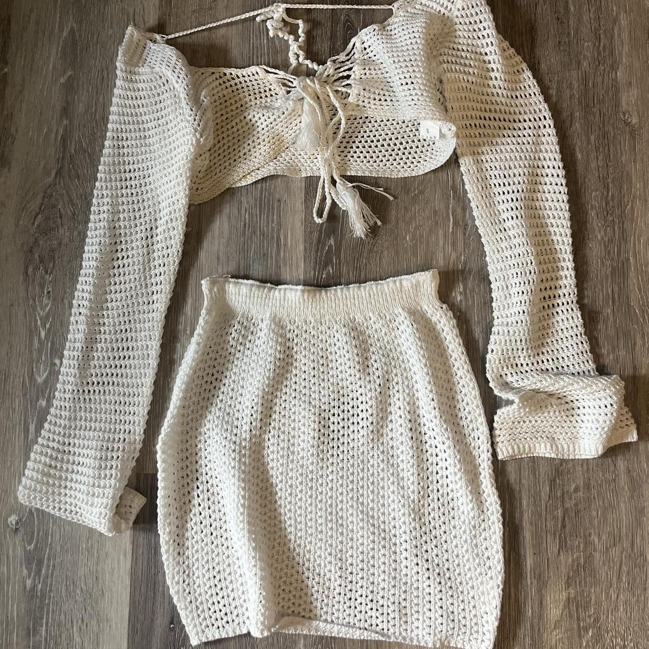 White crochet summer 2pc set - Depop
