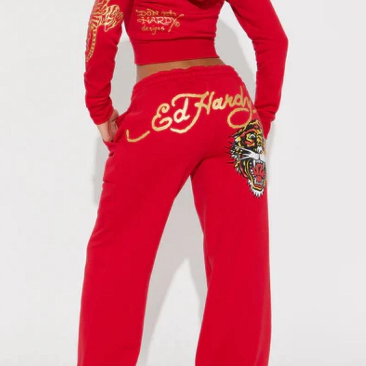 Red Ed Hardy tracksuit SET #tracksuit | Depop