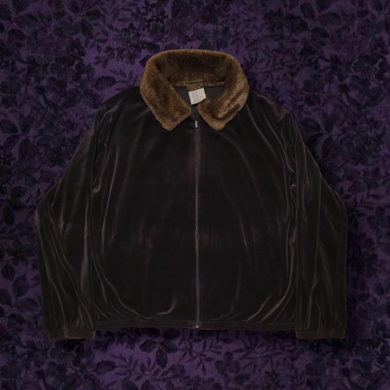 y2k velour fur trim jacket fur collar, super soft... - Depop