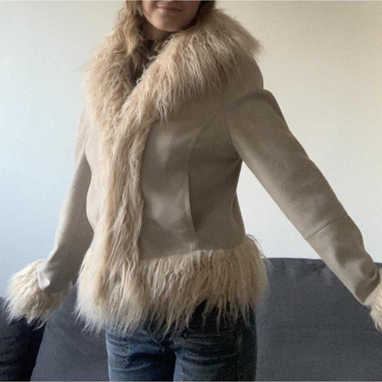 Urban outfitters beige Afghan jacket Size L seen on... - Depop