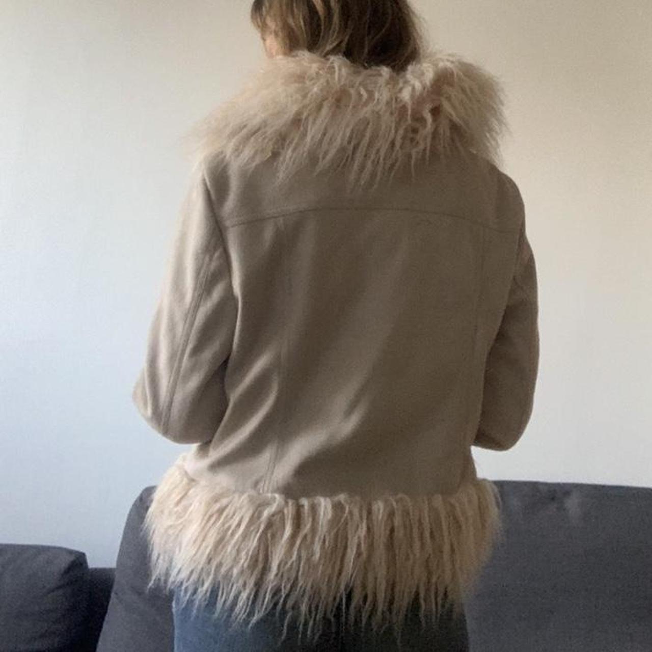 Urban outfitters beige Afghan jacket Size L seen on... - Depop