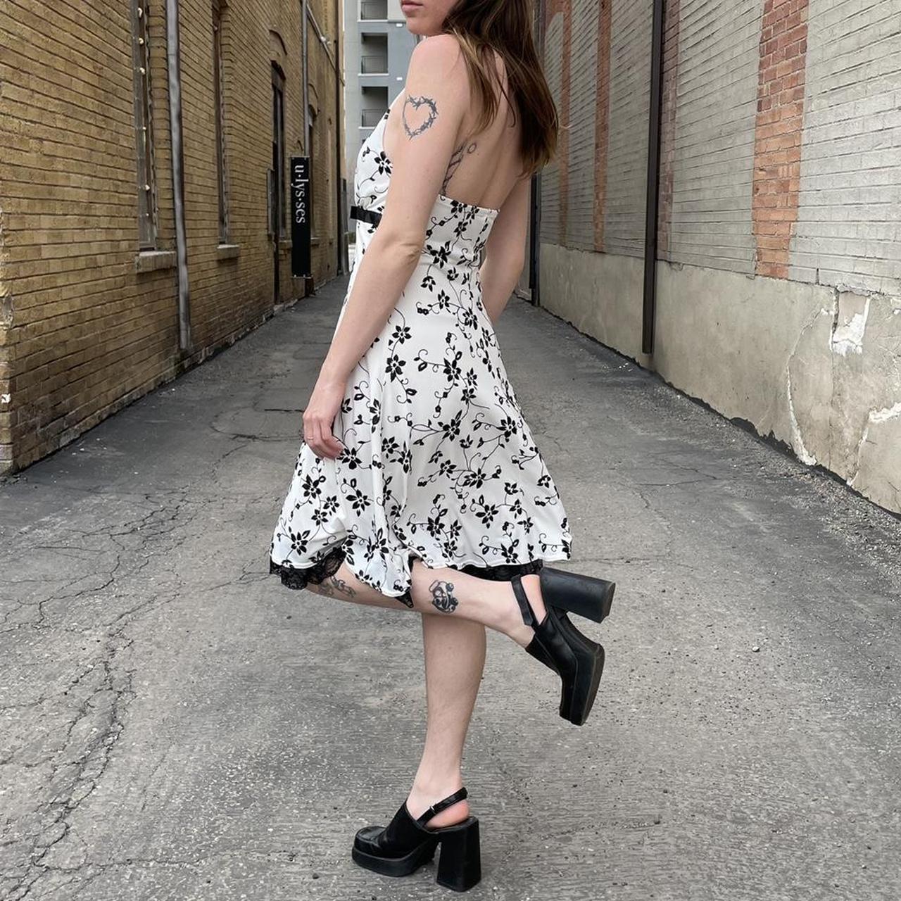 Ruby Rox Women's White and Black Dress | Depop