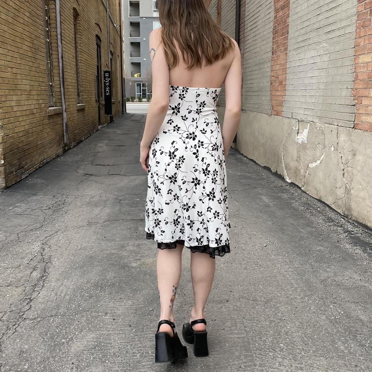 Ruby Rox Women's White and Black Dress | Depop