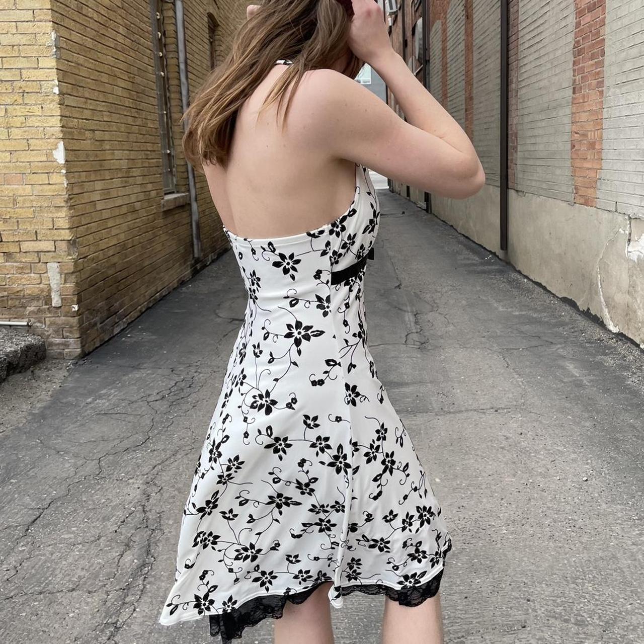 Ruby Rox Women's White and Black Dress | Depop