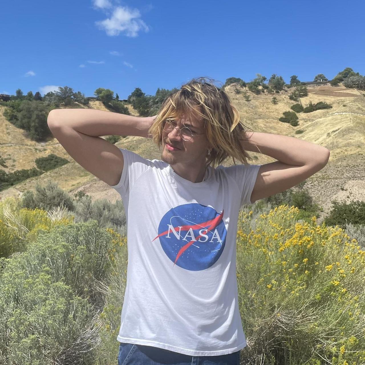 NASA Logo Space Tee 🧃 size tag is warn fits like a... - Depop