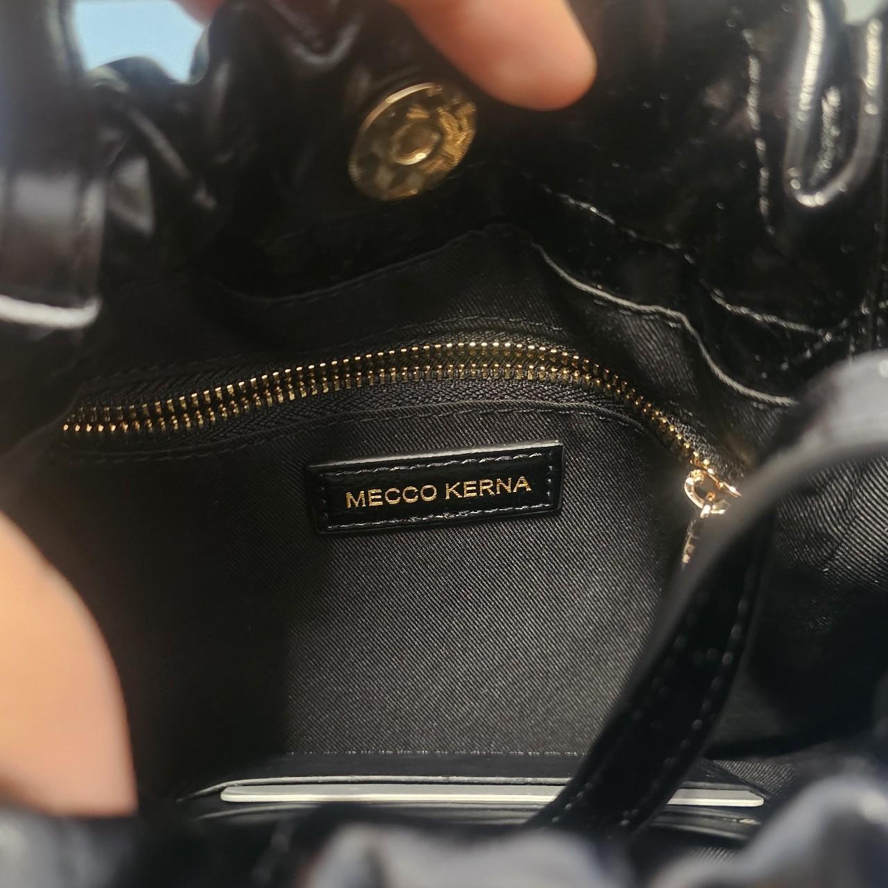 MECCO KERNA black leather handbag with gold chain.... - Depop
