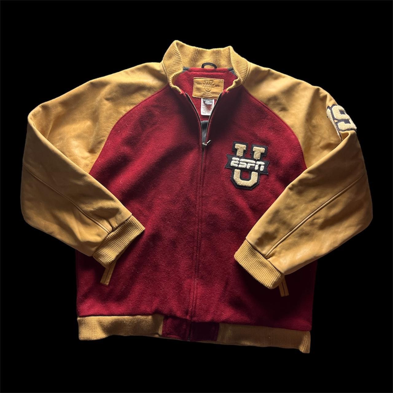 Rare espn u wool and leather jacket Super cool... - Depop