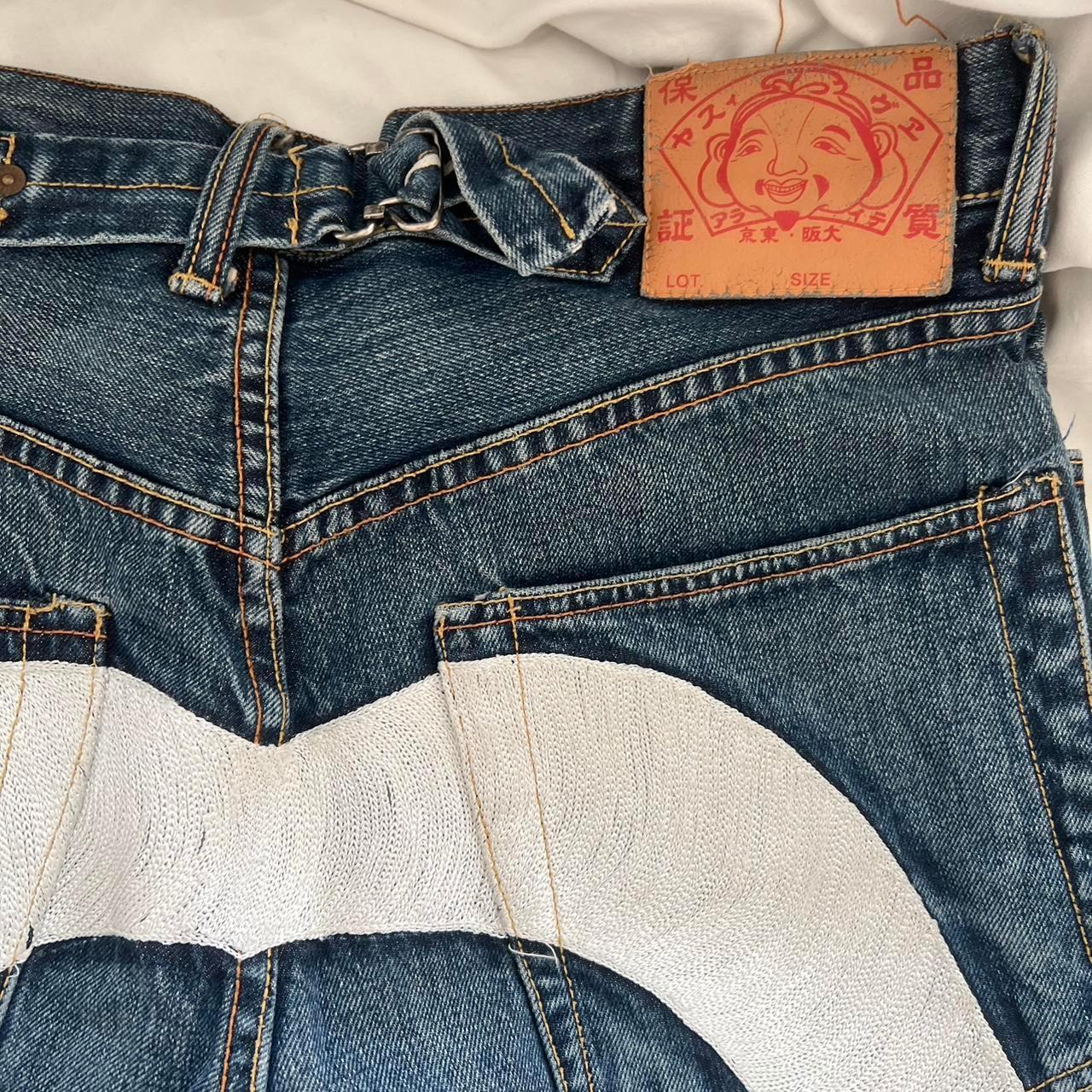 Evisu Men's Navy and White Jeans Evisu denim jeans - Depop