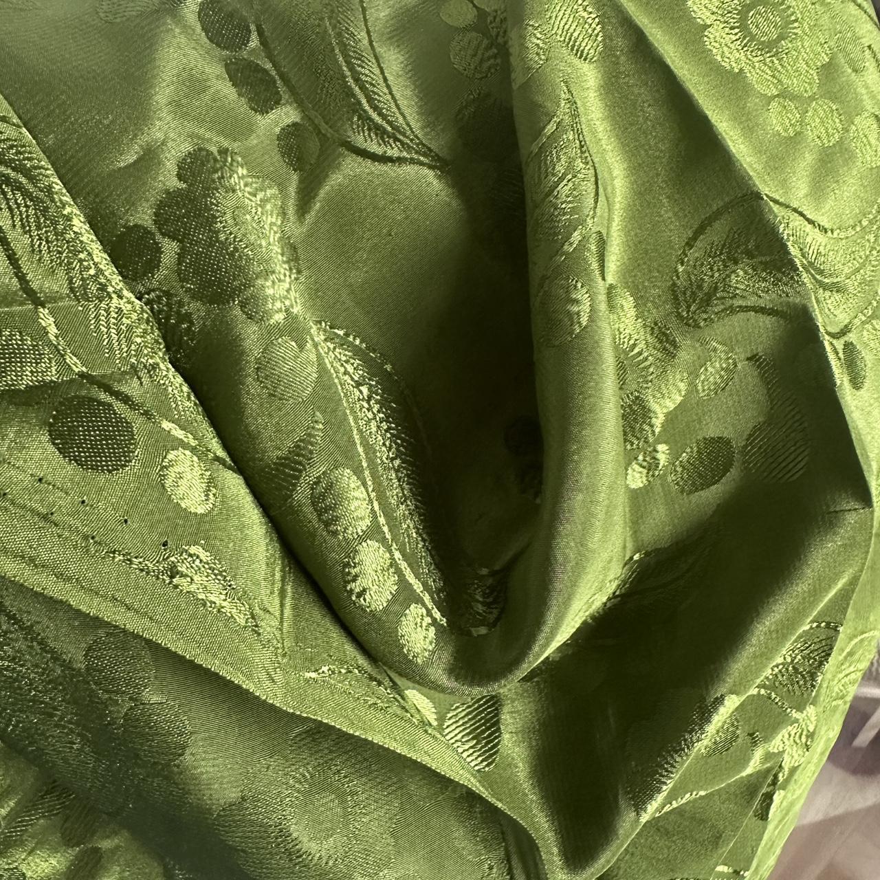 Green silky satin fabric, ultra soft! The first two... | Depop