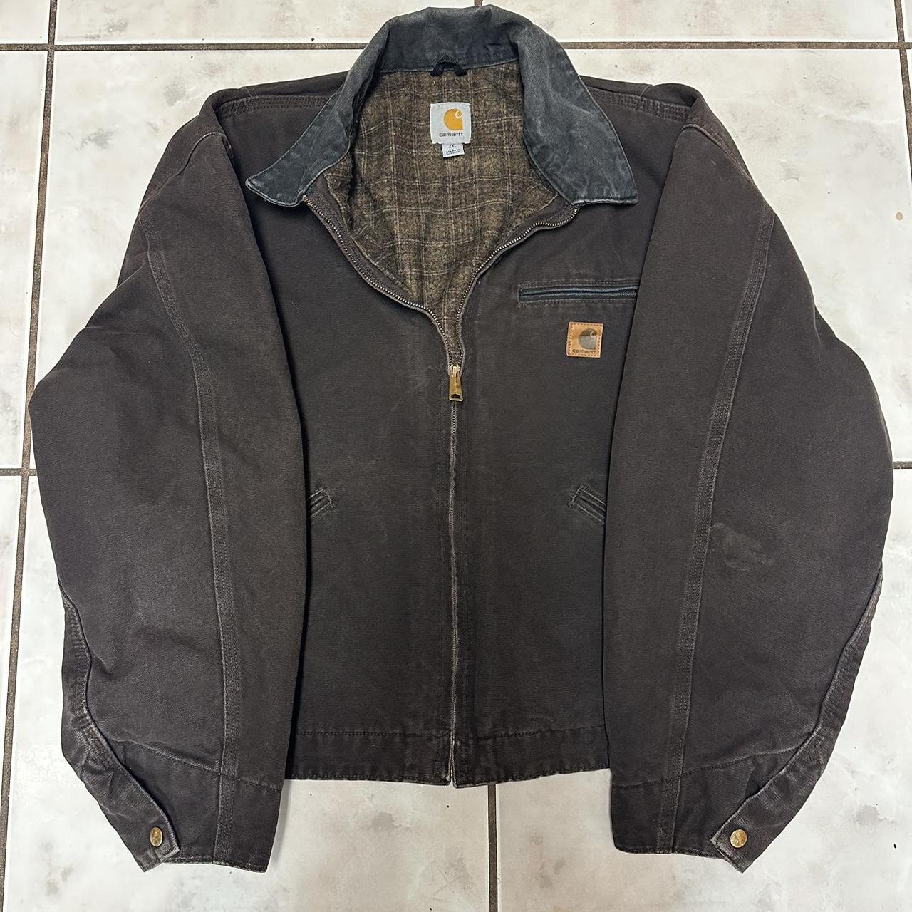 Carhartt Detroit jacket dark brown J97 DKB says size... - Depop