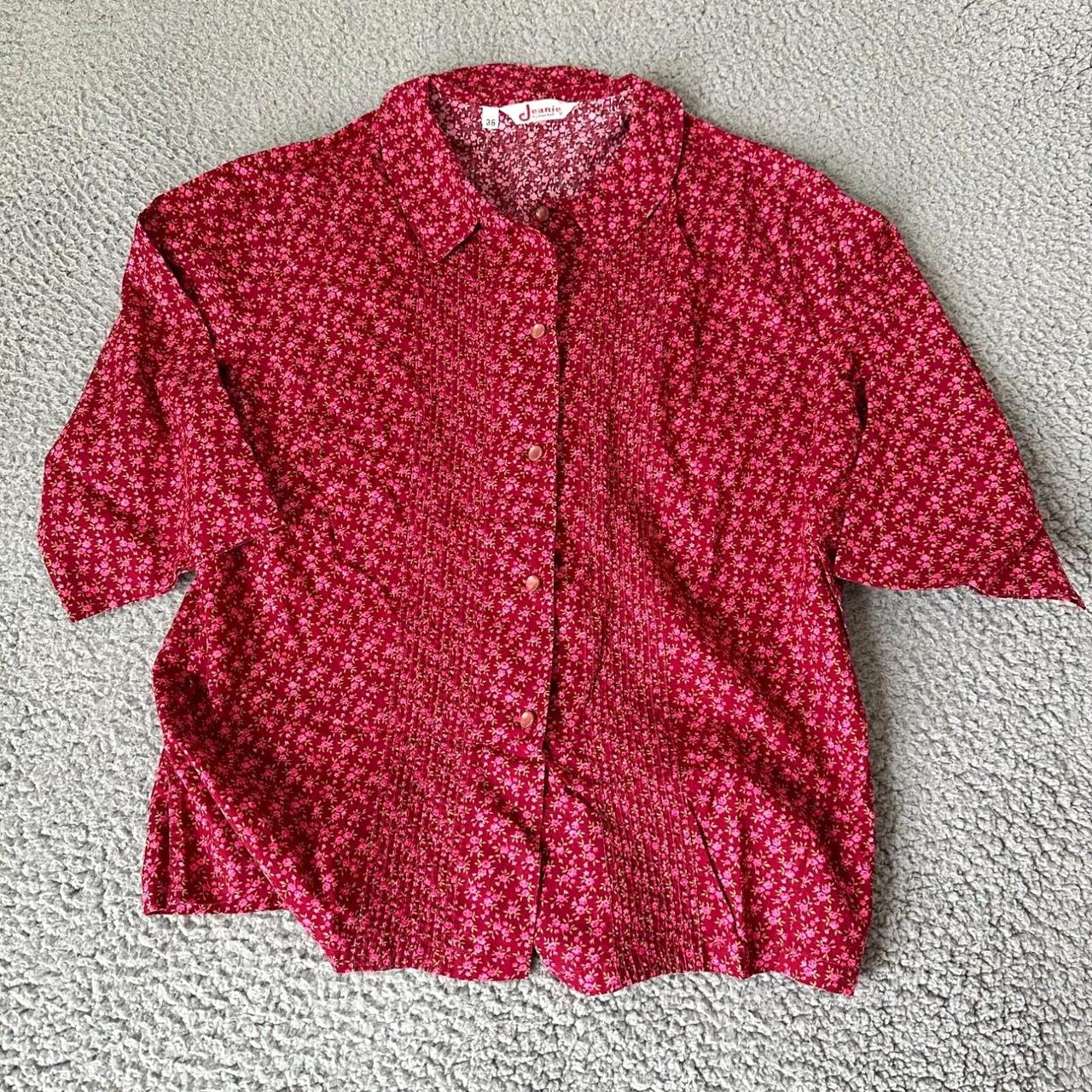 Vintage Blue Bell Shirt Womens 36 Red All Over Print... - Depop