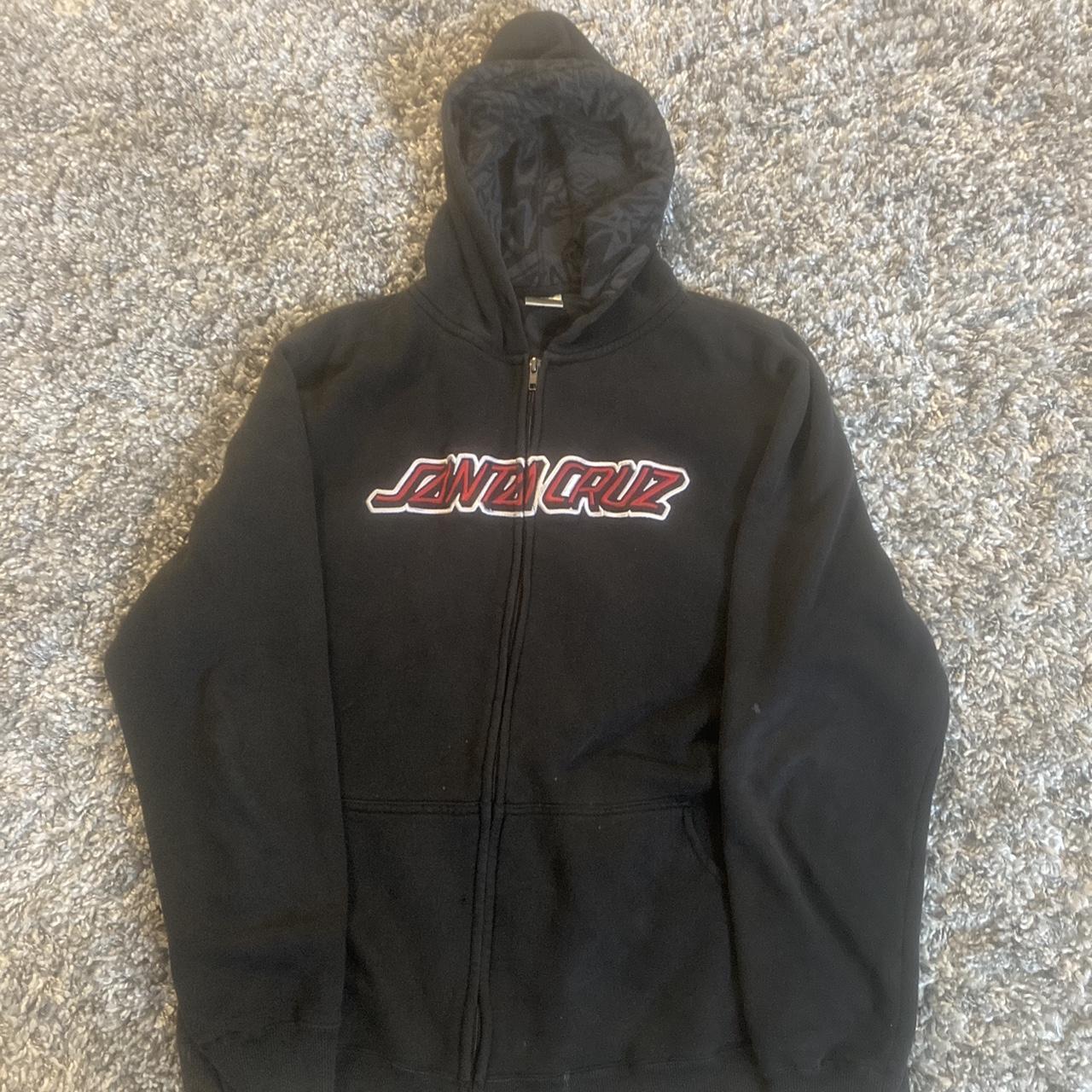 Vintage red Santa Cruz zip up hoodie Red and white... | Depop