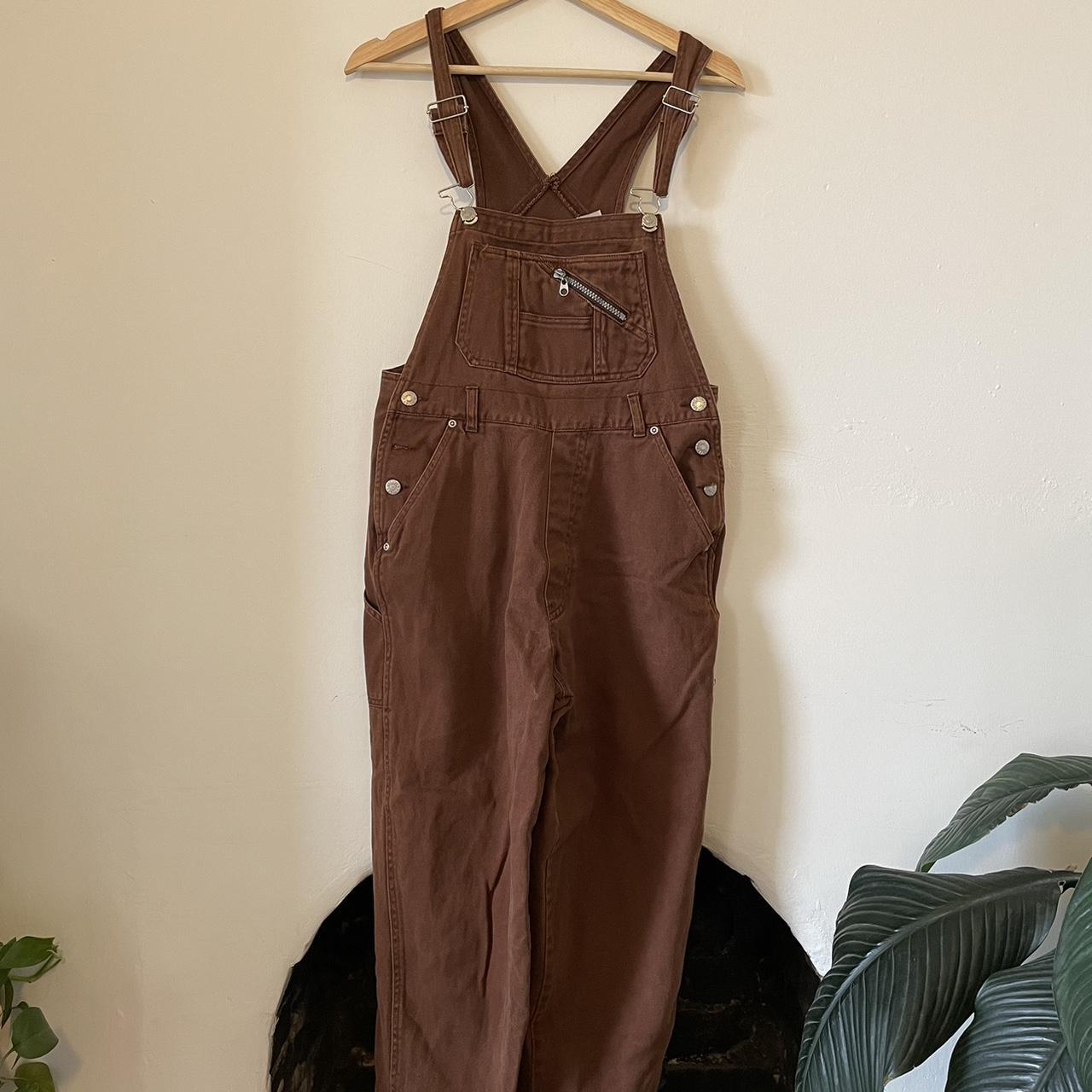 Vintage brown overalls 100% cotton Fit women’s... - Depop