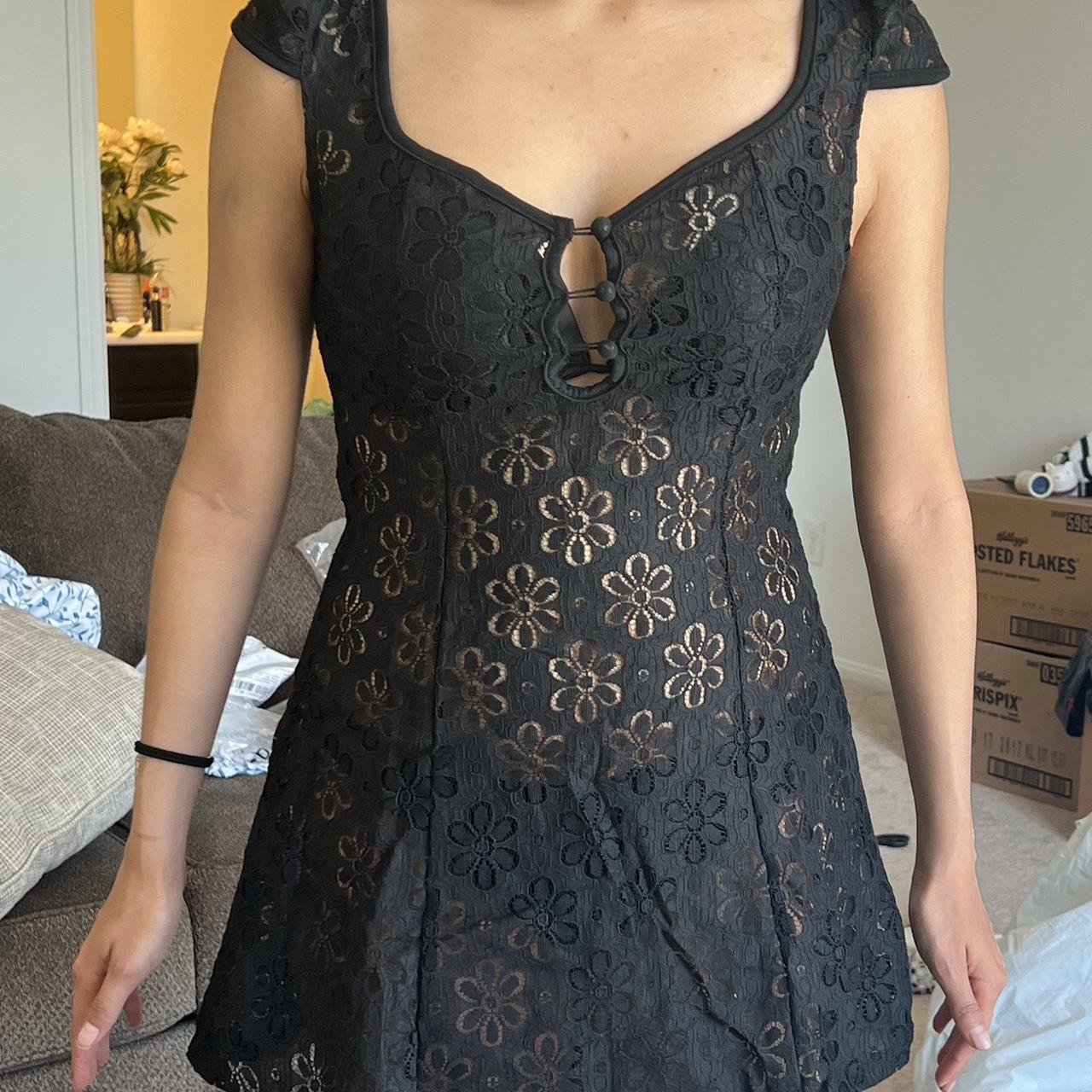 Black sheer sun dress perfect for the summer floral... - Depop