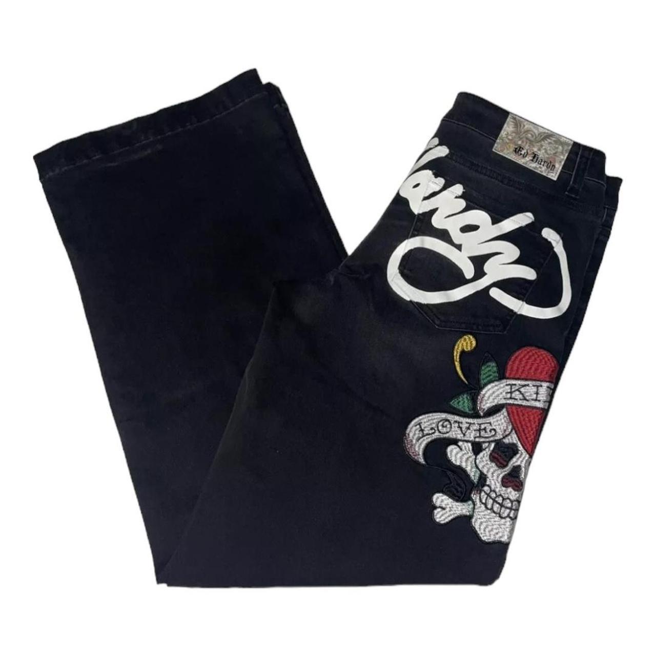 Ed Hardy Women's Black Jeans NWT $139 Ed Hardy LKS... - Depop