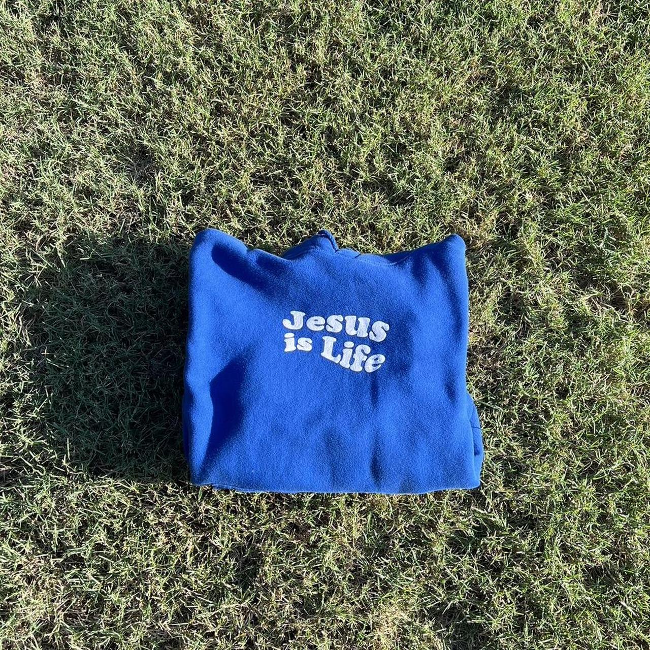 Blue Jesus is Life hoodie - super comfy and heavy... - Depop