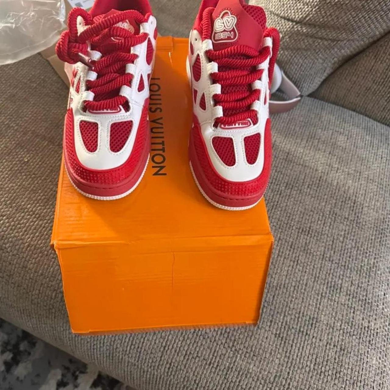 Red LV skates new worn2x size 10.5/43 - Depop