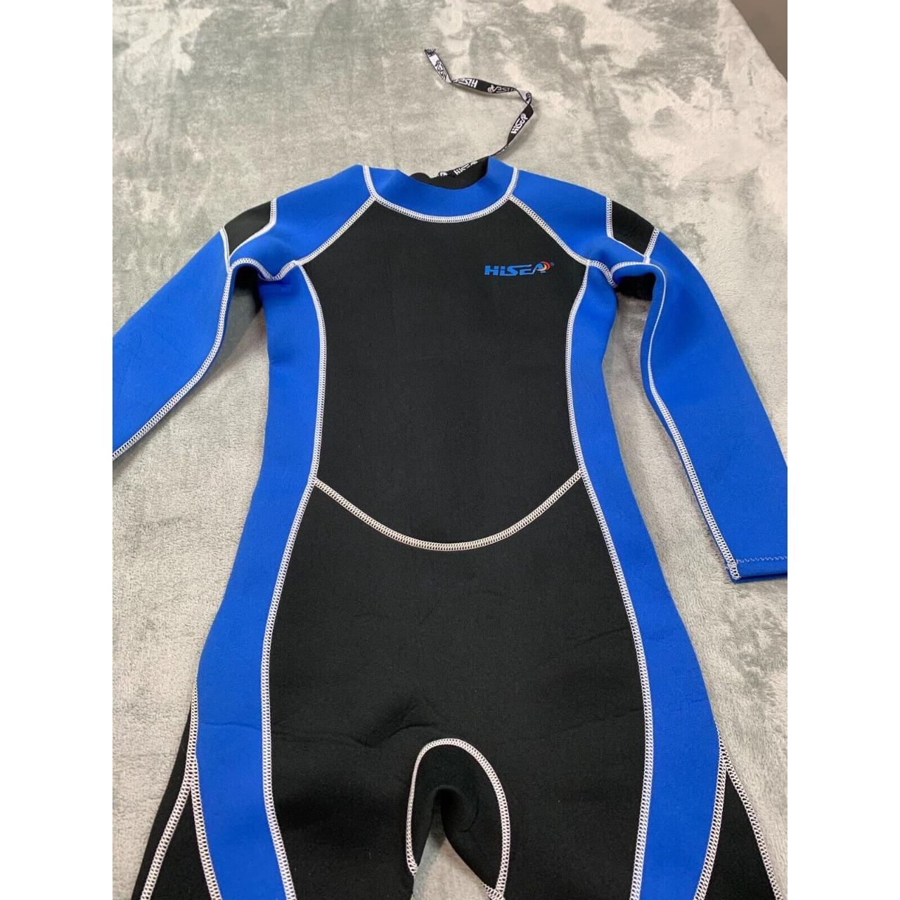 HiSea Wetsuit Girls 12 Blue/Black Zippered Long... - Depop