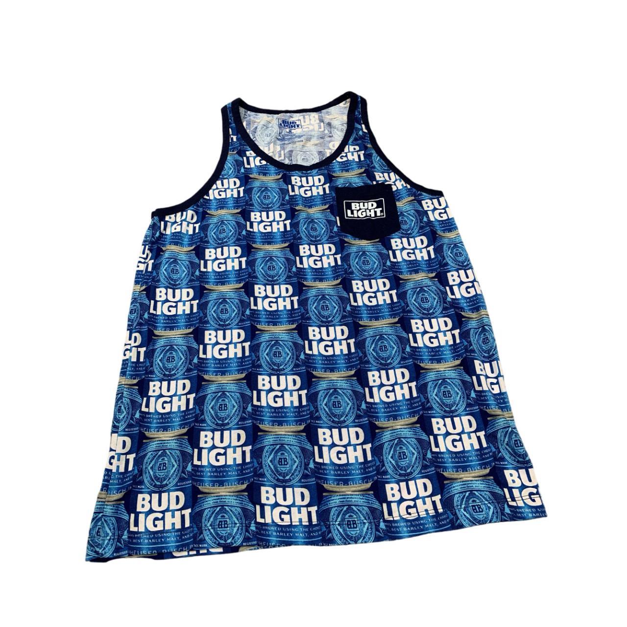 Bud Light Men's Medium Blue Tank Top Anheuser Busch... - Depop