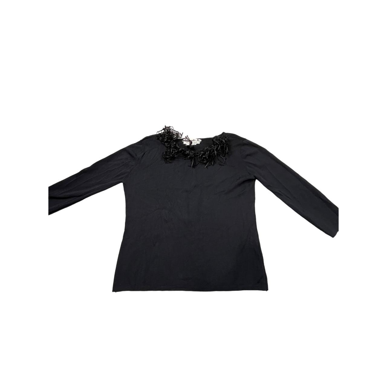 Joseph A. Womens Large Black Top With Fringe... - Depop