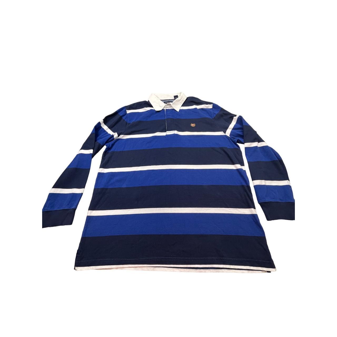 Chaps Mens XL Blue/White Striped Long Sleeve Rugby... - Depop