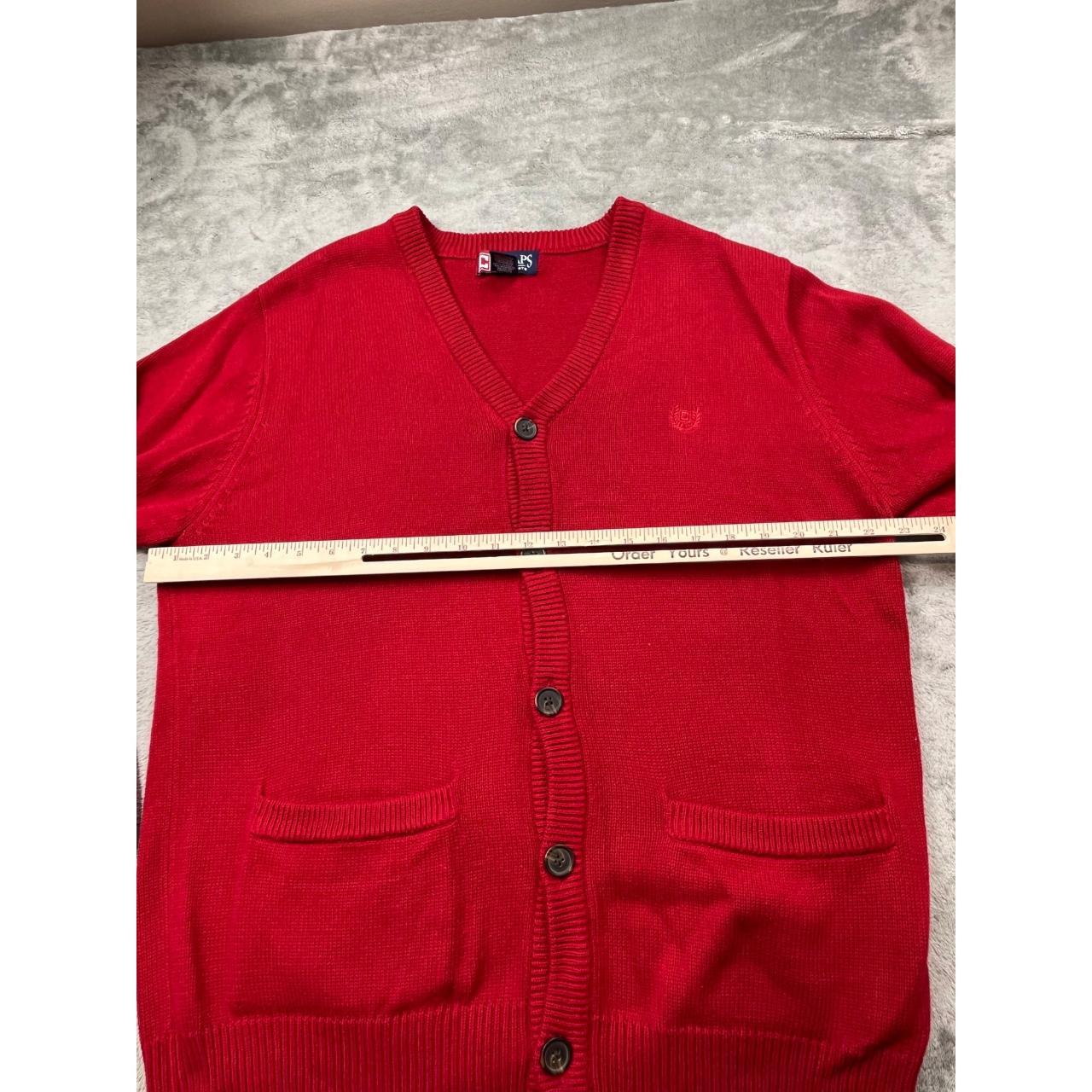 Chaps Red Cotton V-Neck Button-Up Cardigan Sweater... - Depop
