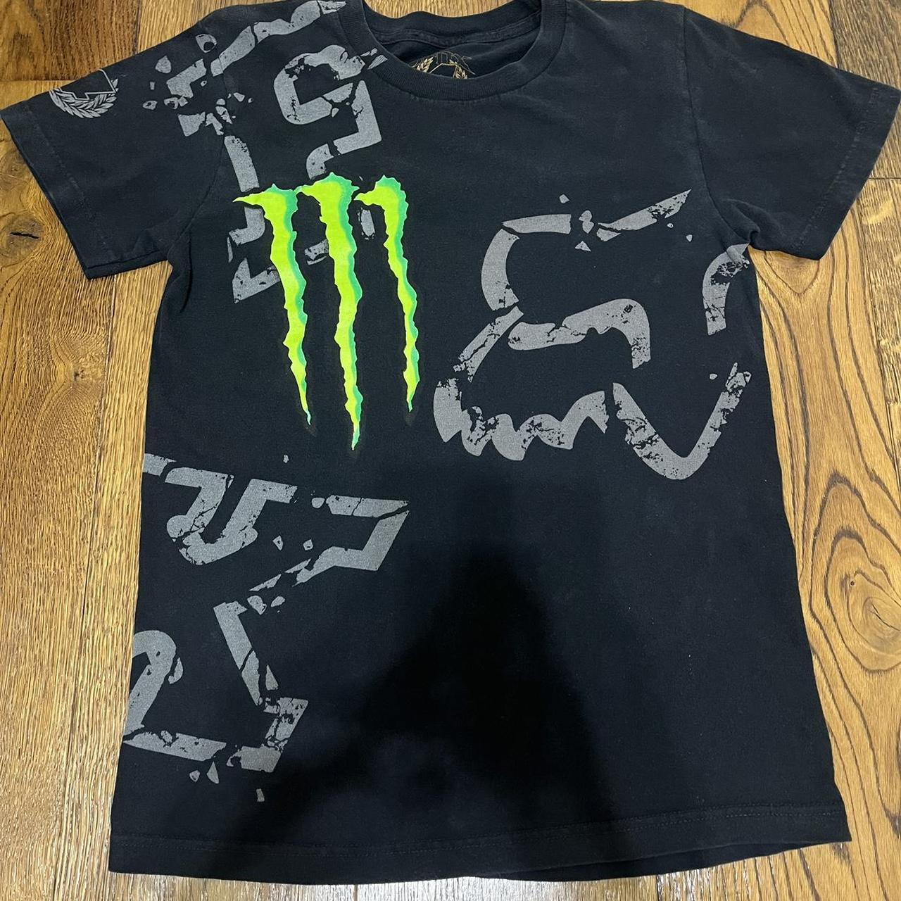 fox racing monster energy black and green... - Depop