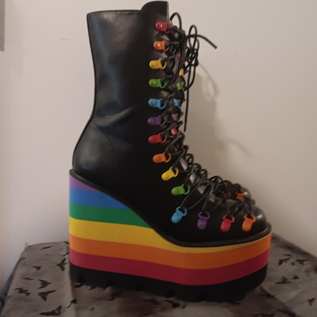 Club Exx rainbow platform boots size 11 Only worn... - Depop