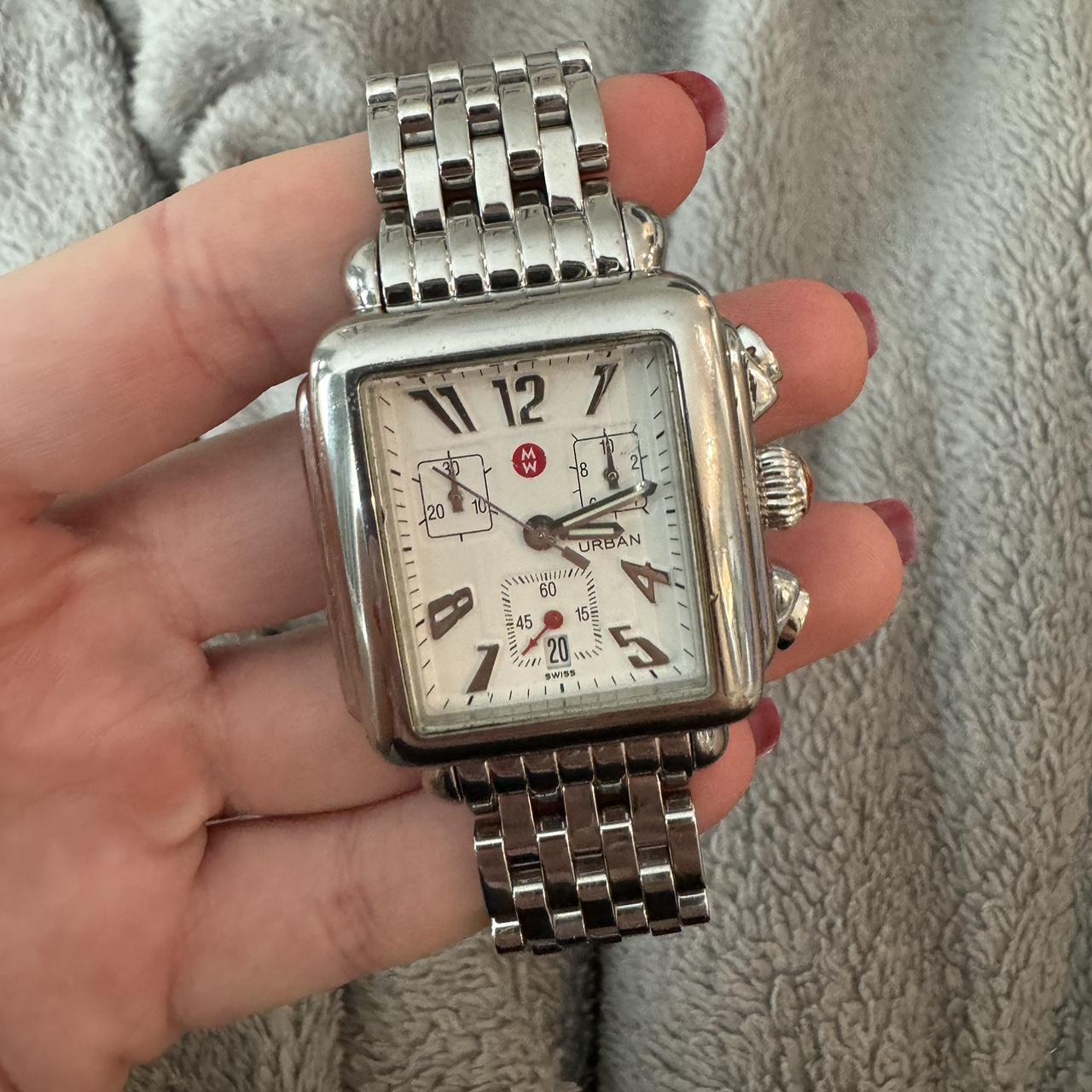 Silver Michele Deco Watch - Depop