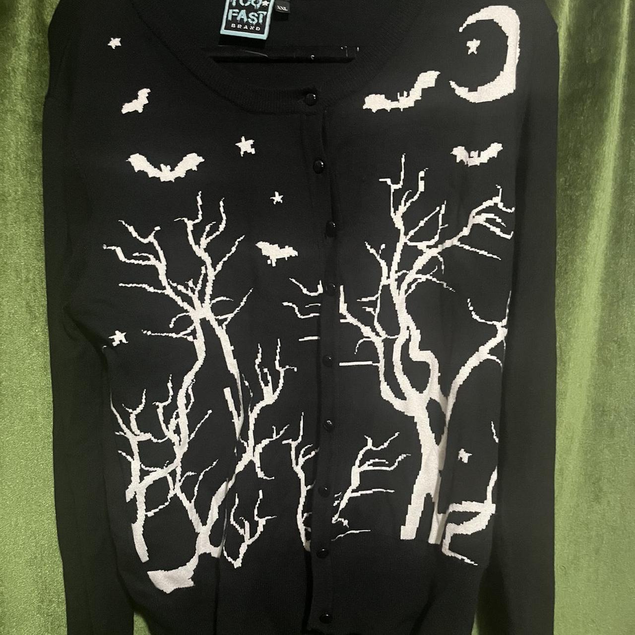 Too fast clothing spooky bat cardigan size xxl New... | Depop