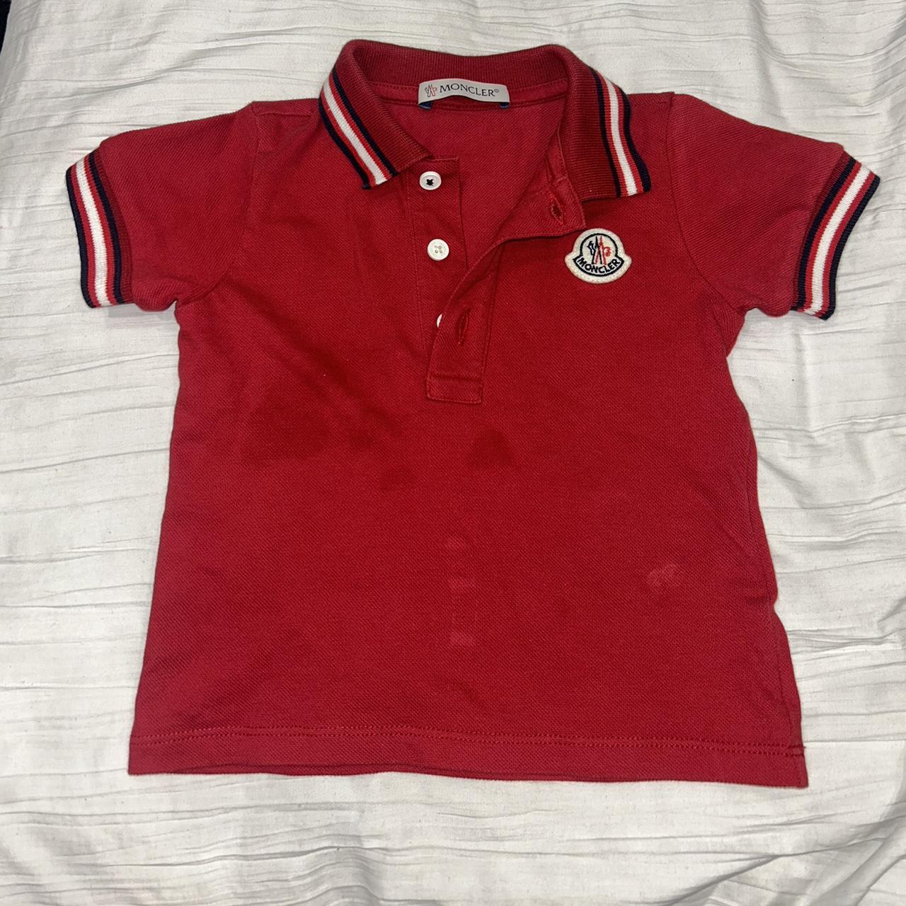 Red Baby boy red Moncler polo top with collar... - Depop