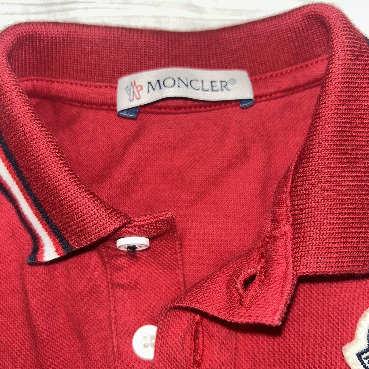 Red Baby boy red Moncler polo top with collar... - Depop