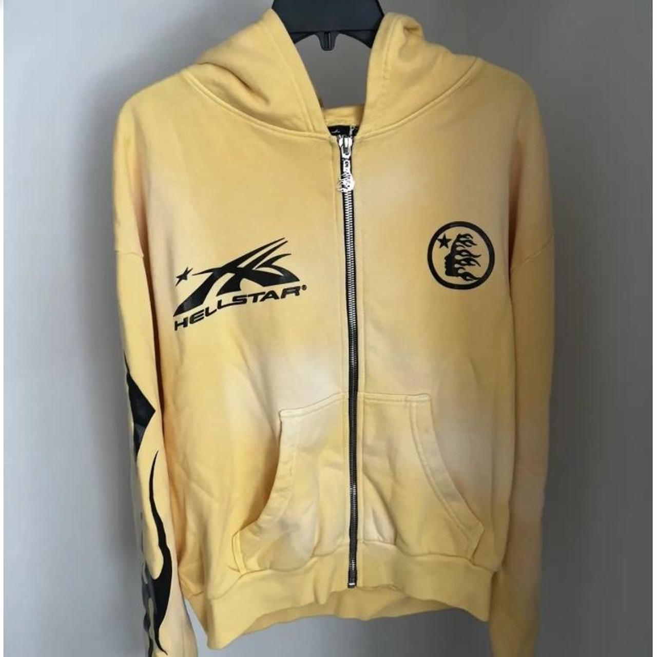 Yellow Hellstar zip-up hoodie | Depop