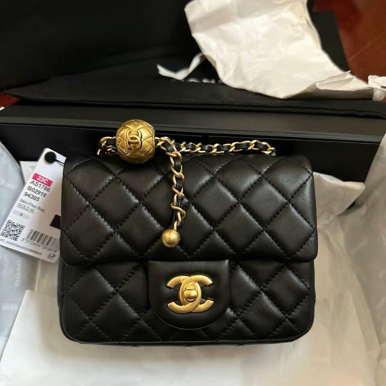 CHANEL Small Golden Ball CF Fang Fatty Classic... - Depop