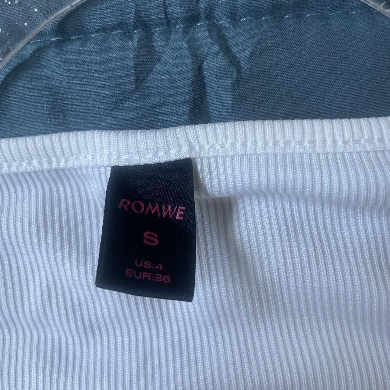 ROMWE WHITE LONG SLEEVE TOP Size S - Depop