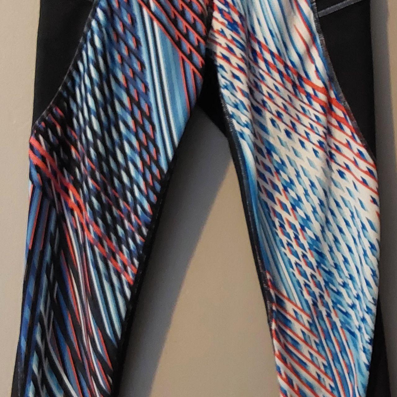 Athleta Navy Blue and prism design Athletic... - Depop