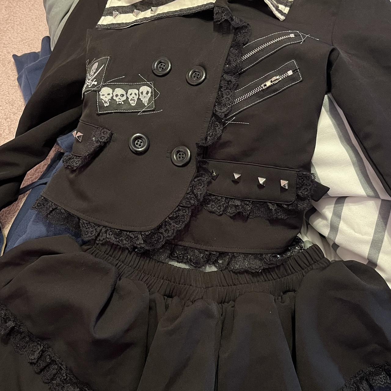 Black gothic set Suit+Skirt - Depop