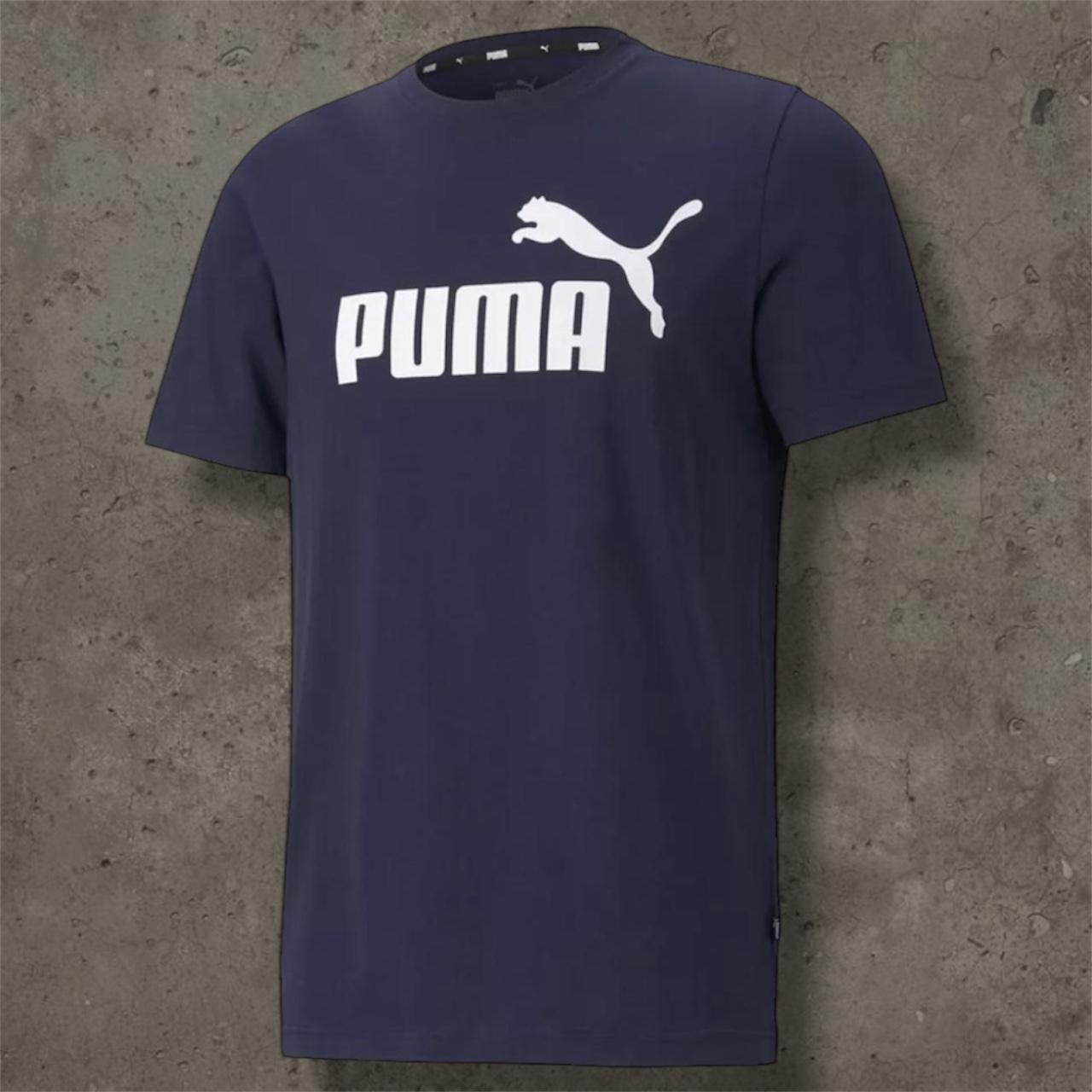 Puma Navy Blue Designer Logo T-Shirt - Brand new +... | Depop