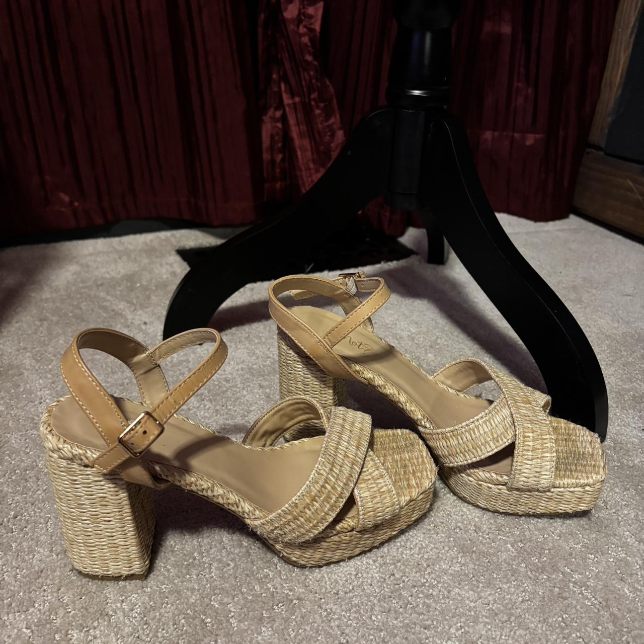 Tan and cream platform sandals #beachyvibes | Depop