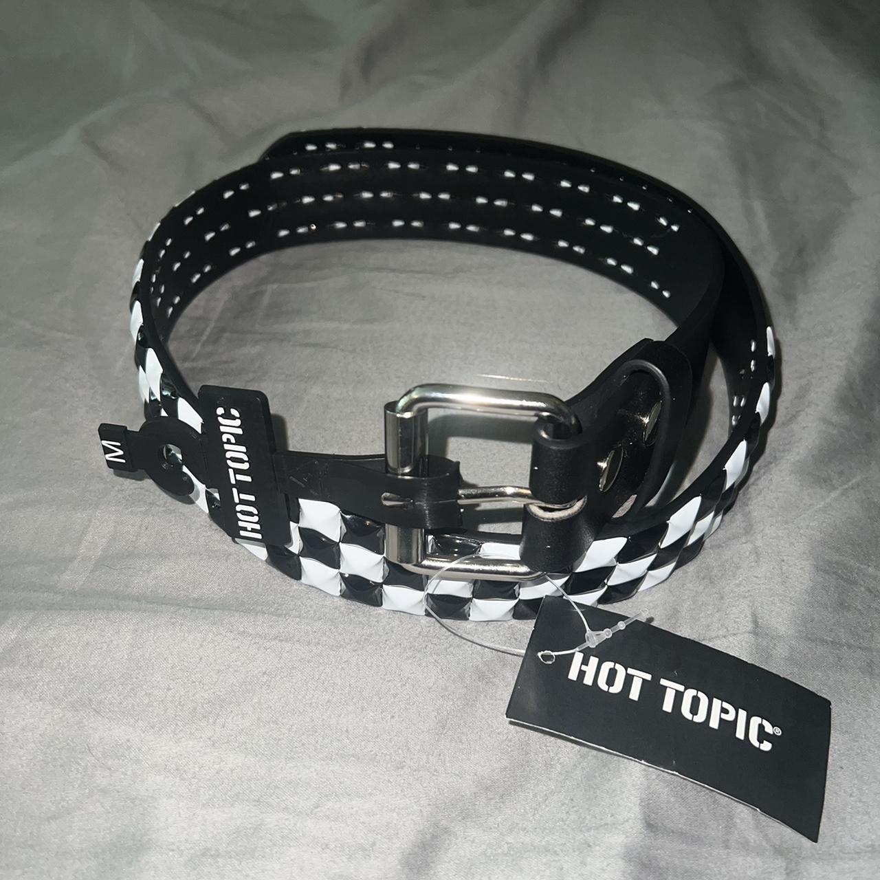 HOT TOPIC PYRAMID STUDDED BELT black and white new... - Depop